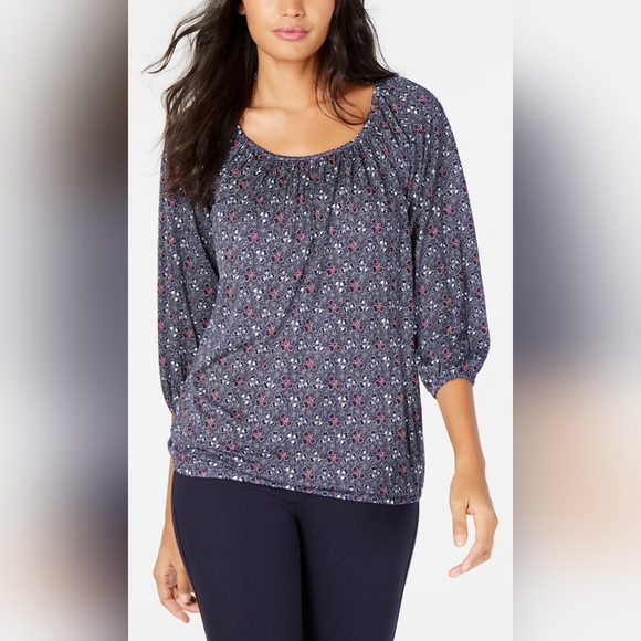 Michael Kors Collection | Tops | Michael Kors 3x Blue White Heart Top ...